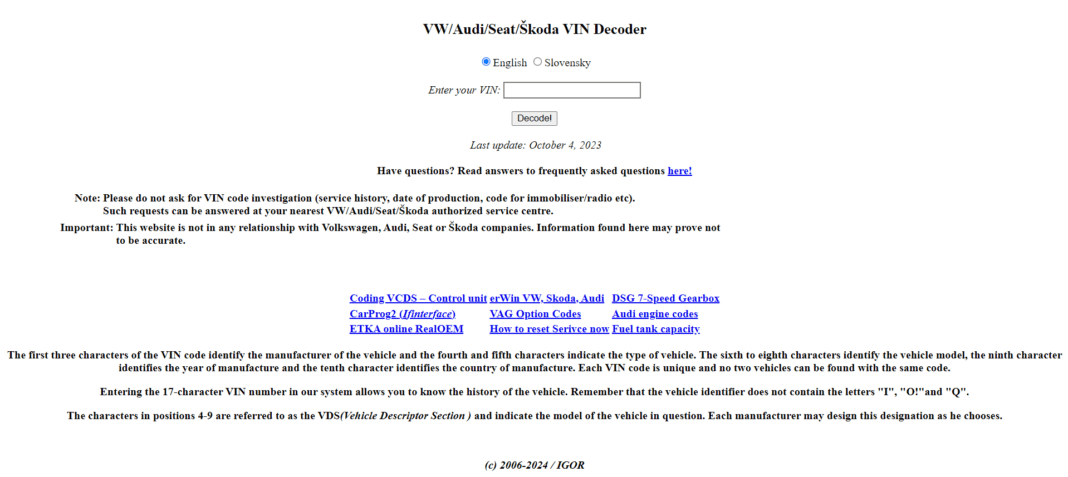 Jak zjistit a zkontrolovat výbavu vozu dle VIN kódu? - Vin Decoder - Autotrip.cz